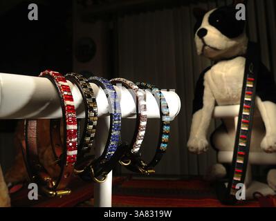 Samples of hand-made pet fashion accessories by Mona Straub, founder of ...