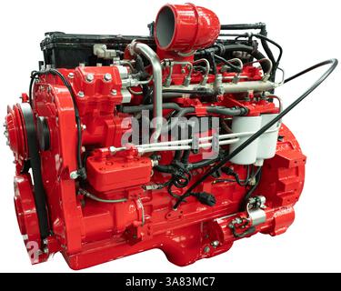 Red diesel engine isolated on white background Stock Photo - Alamy