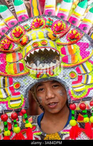 Ati-Atihan Festival participant in Kalibo, Aklan, Philippines wearing ...