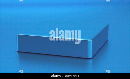 Blue pedestal round corner cube. Computer generated 3d render Stock ...