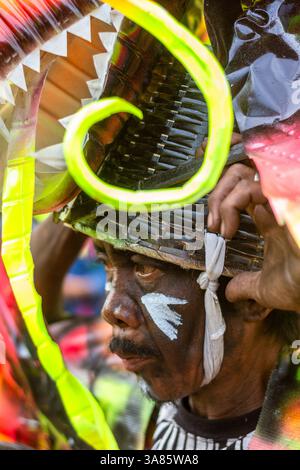 Ati-Atihan Festival participant in Kalibo, Aklan, Philippines wearing ...