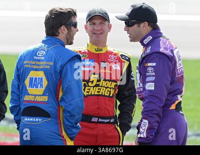 (from left) NASCAR drivers Martin Truex Jr., left, Clint Bowyer, center ...
