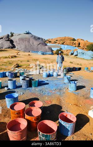 Painted rocks by the Belgian painter Jean Verame near Tafraoute, Anti ...