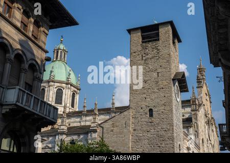 Como, Lombardy, Italy: the historic center at evening: exterior of the ...