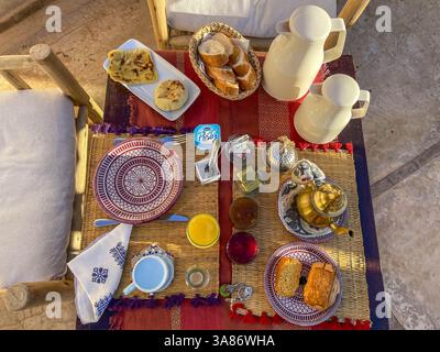 Breakfast served on the terrace of a riad in Marrakesh, Morocco Stock ...