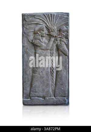 Ancient Neo Assyrian alabaster relief panel depicting two courtiers ...