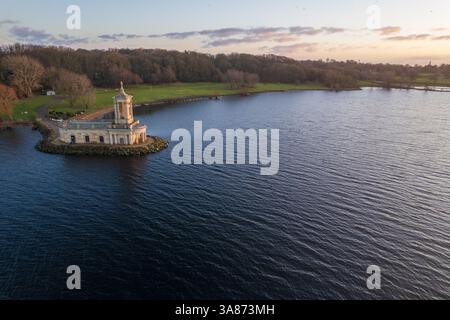 Aerial view of Normanton Church in Rutland Stock Photo - Alamy