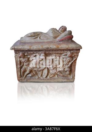 Etruscan small painted terracotta cinerary urn (cineraria) produced in ...