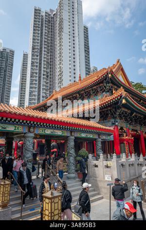 A general view showing the Chinese New Year Flowers display on Mong Kok ...