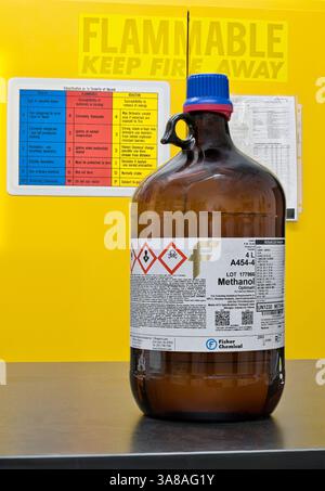 bottle of methanol with hazard labels Stock Photo - Alamy