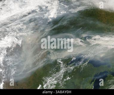 Smoke from fires are seen across the country of Greece from space on ...