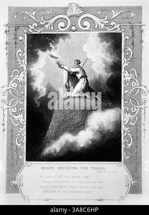 Steel Engraving of Moses Receiving The Tables of Testimony (Ten ...