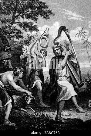 Steel Engraving of David Dancing before the Ark - King David Danced ...