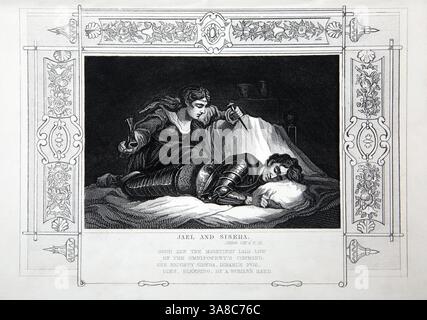 Steel Engraving of Jael and Sisera (Judges) Jael kills Sisera the ...