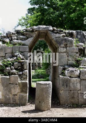 July 4, 2006 - Chichen Itza, Mexico - Detail of column, Southern Temple ...