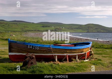 fishing boat on beach at Ballantrae Bay, Ayrshire, Scotland Stock Photo ...
