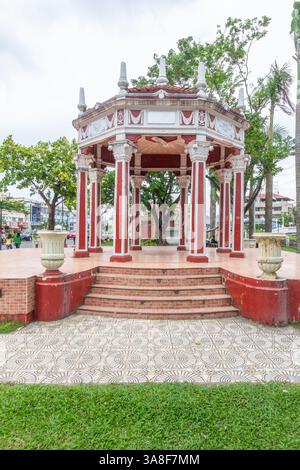 A historic American-era gazebo stands at the heart of Roxas City plaza ...