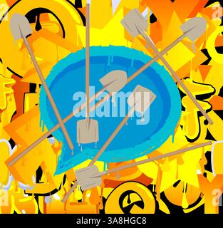 Spade, Shovel graffiti. Abstract modern street art decoration performed ...