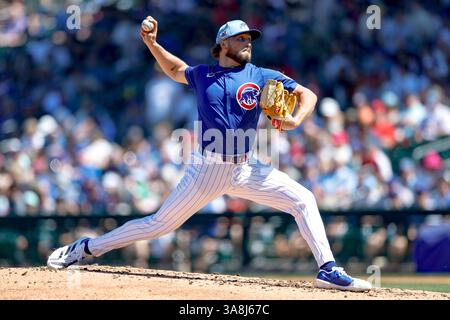 Chicago Cubs pitcher Porter Hodge throws against the Chicago White Sox ...
