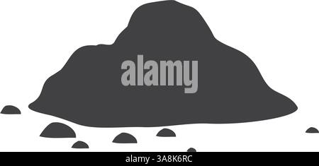Black silhouette of heap of soil, sand or building rubble isolated on ...