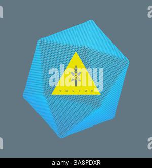 Crystal consisting of small particles. Object with dots. Molecular grid ...