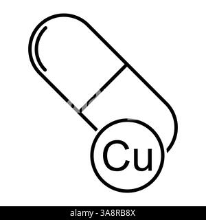 Mineral Cu icon, healthy medicine pill supplement symbol, complex ...
