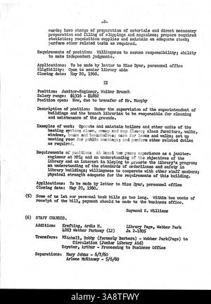 The 1960 official bulletin for Minneapolis Public Library employees, containing announcements ...