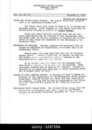 This 1940 weekly bulletin for Minneapolis Public Library employees ...