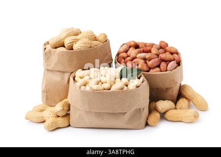 Different peanuts in paper bags isolated on white Stock Photo - Alamy