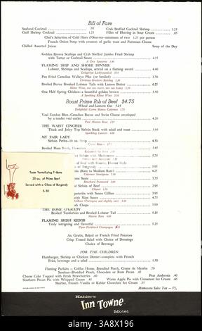 This bi-fold menu from Kahler's Inn Towne Motel offers a look at ...