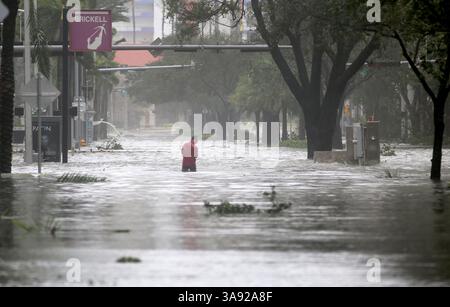 Brickell Avenue in Miami, Fla. was flooded after Hurricane Irma on ...