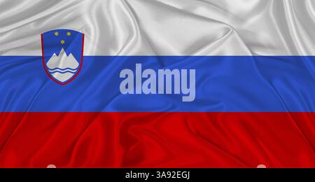 Slovenian Flag with Fabric Texture. Realistic Flag of Slovenia Waving ...