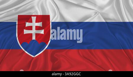 Slovakian flag with fabric Texture. Realistic flag of Slovakia waving ...