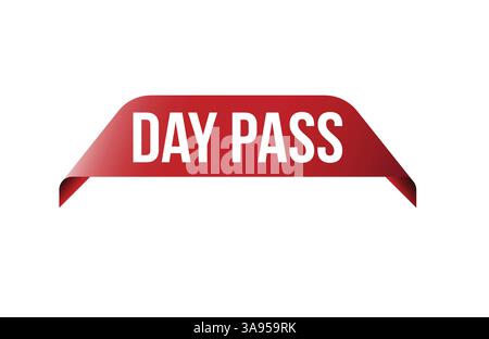 Day Pass red ribbon label banner. Open available now sign or Day Pass ...