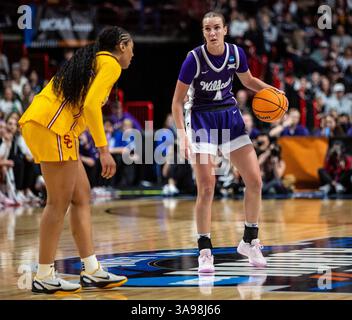 Kansas State guard Serena Sundell (4) looks to take a shot between ...