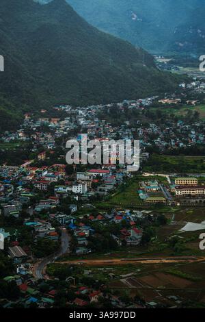 aerial view of Hoa Binh City in Vietnam Stock Photo - Alamy
