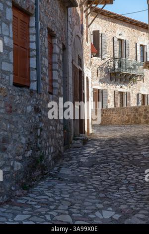 Dimitsana village traditional architecture and paved alleys in Arcadia ...