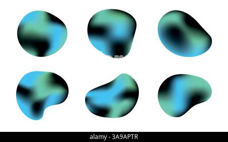 Set of gradient trendy blobs, chroma grainy gradient, set of abstract ...