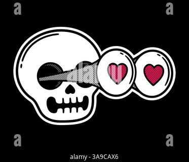 pop art cartoon, heart love watermelon and banana, comic halftone ...