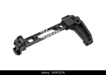 A black tactical folding stock for firearms, designed with lightweight ...