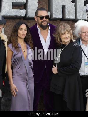 Jason Momoa and Adria Arjona attend the UK Sneak Peak Fan Event for ...