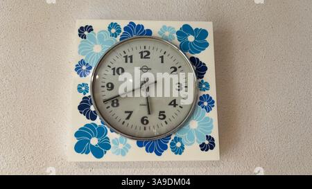 Vintage old Soviet era classic analogue clock watch timepiece hands ...