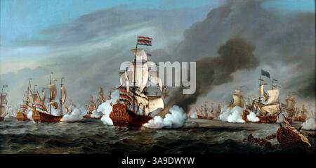 The 'Battle of Texel' painting by Willem van de Velde II captures the ...