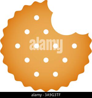 Bitten round cracker silhouette. Sweet or salty biscuit cookie. Popular ...