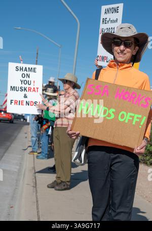 Anti-Tesla and Elon Musk protesters demonstrated out front of the new ...