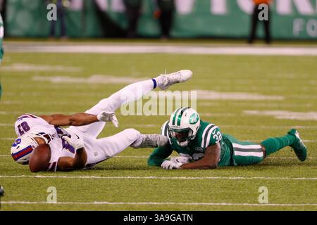 New York Jets cornerback Jordan Clark (33) celebrates after a tackle in ...