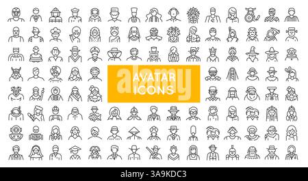 People set of icons. Avatar profile, person, human face symbol, sign or ...
