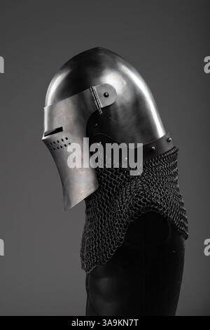 Polished Steel Italian Bascinet with Ventilation Stock Photo - Alamy