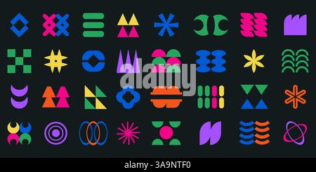 Colorful Y2K Retro Sparkle and Flower Star Burst Vector Elements ...