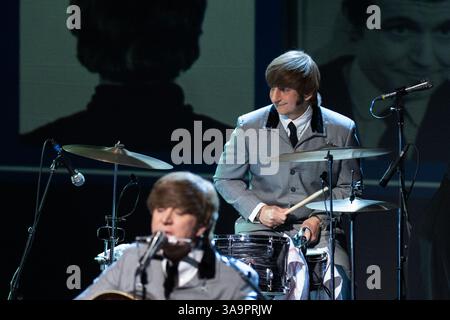 Cambridge, UK, 30 March, 2025. Bootleg Beatles in concert. Pictured ...